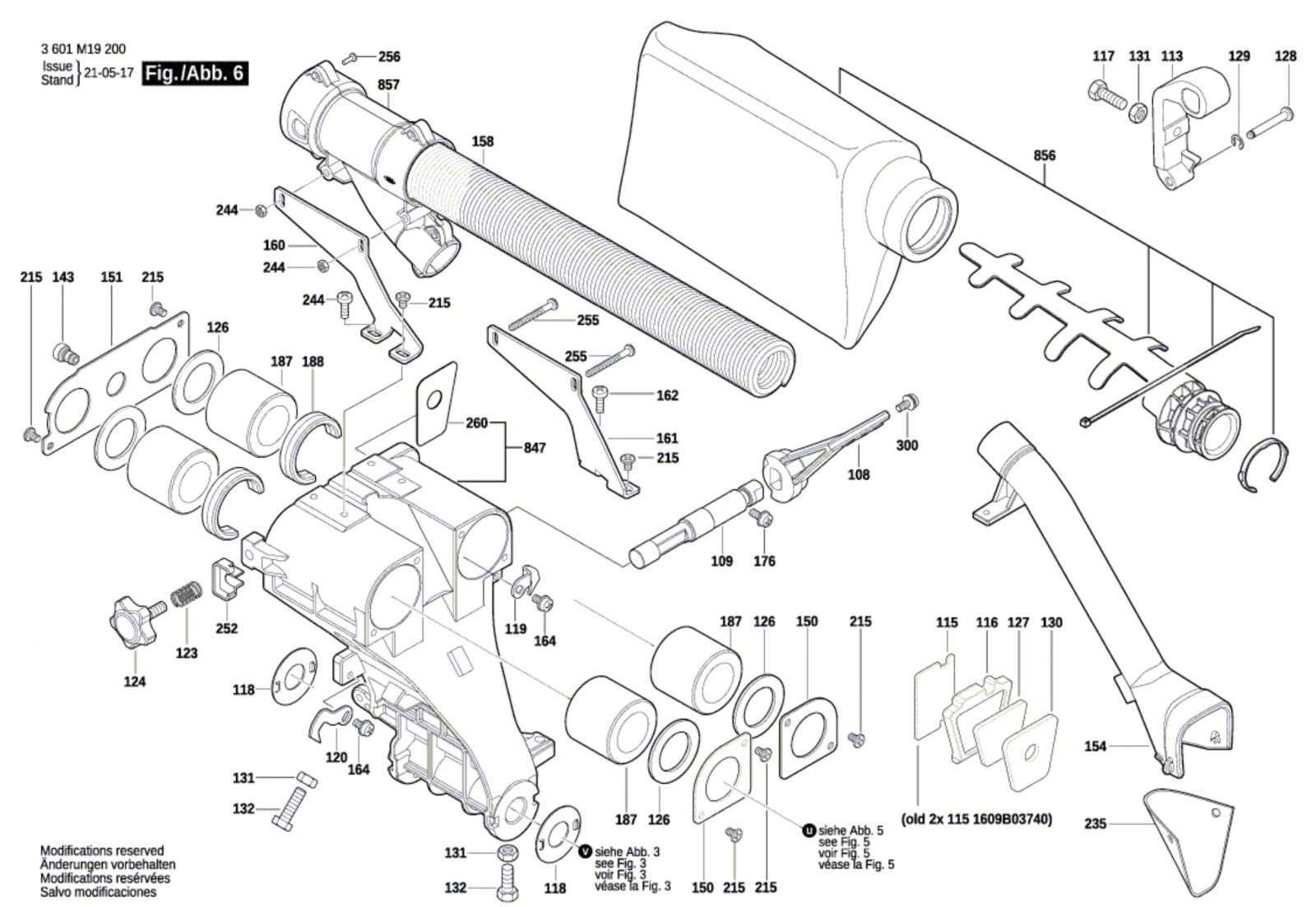 Bosch 3 601 M19 200 Gcm 8 Sde Slide Mitre Saw 230 V / Eu Spare Parts ...