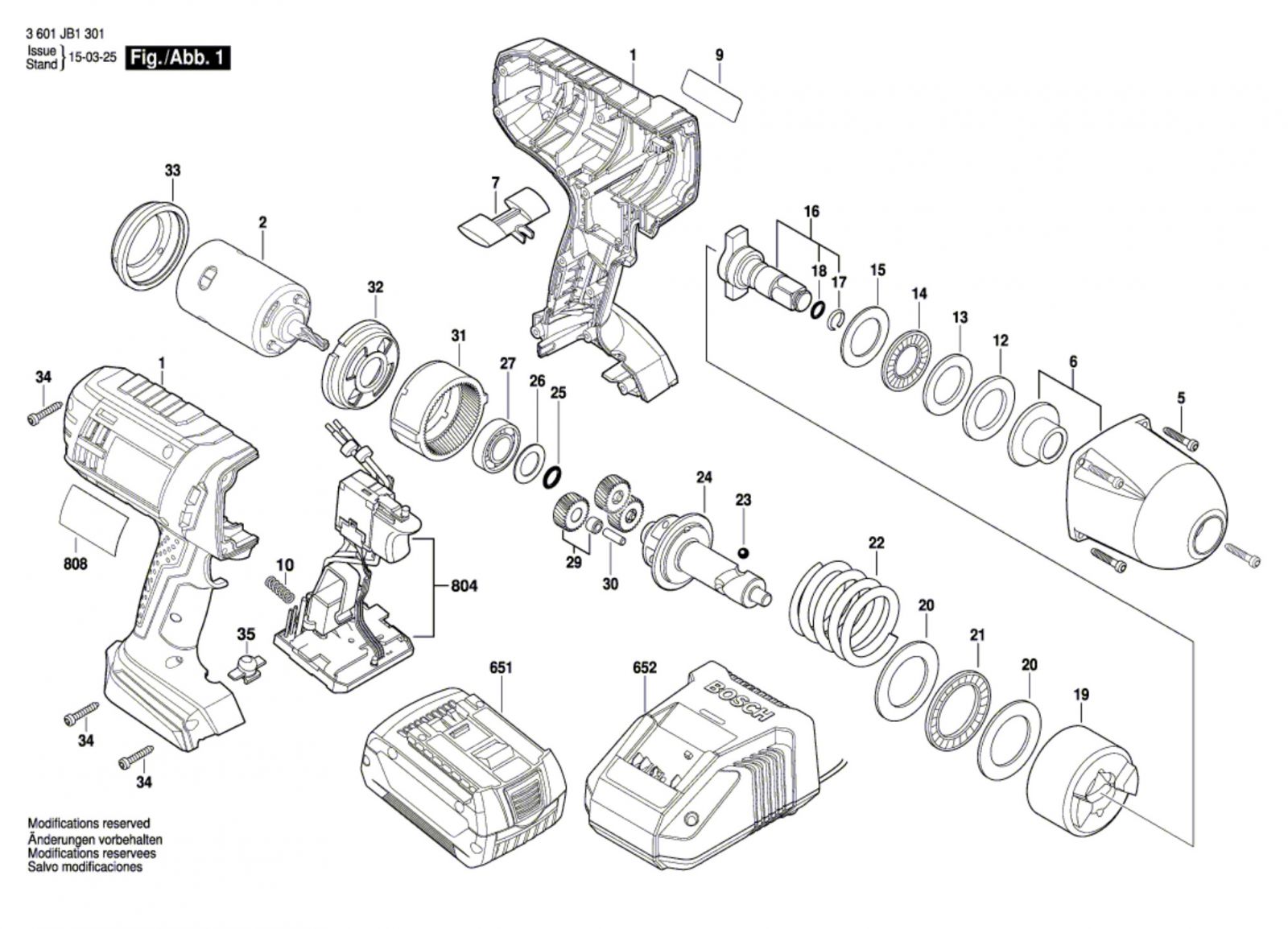 Bosch 3 601 Jb1 301 Gds 18 V-li Ht Impact Wrench 18 V / Eu Spare Parts ...