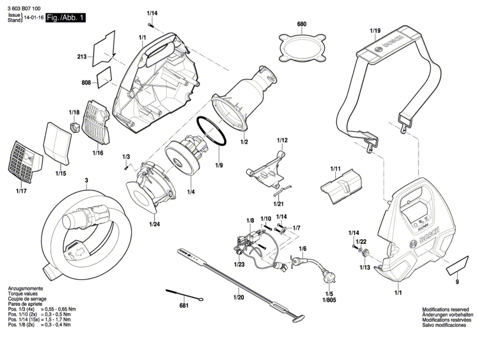 Bosch 3 603 B07 100 Pfs 3000-2 Spray Pistol 230 V / Eu Spare Parts ...