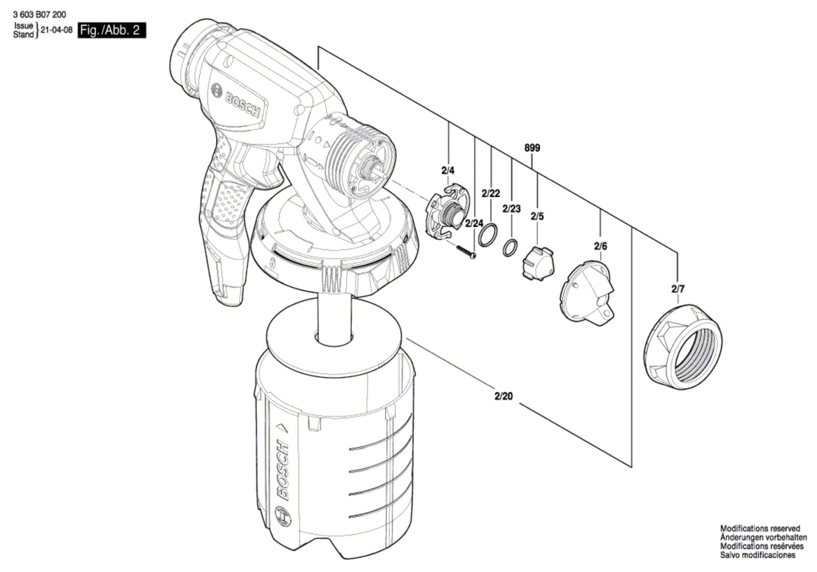 Bosch 3 603 B07 200 Pfs 5000 E Spray Pistol 230 V / Eu Spare Parts ...