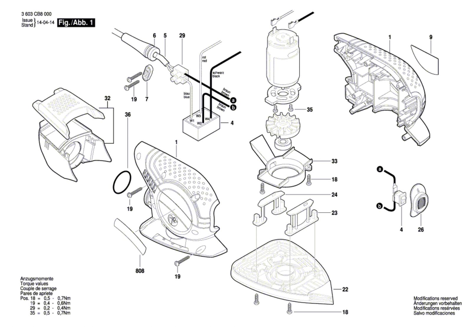 Bosch 3 603 Cb8 000 Psm Primo Orbital Sander 230 V / Eu Spare Parts ...