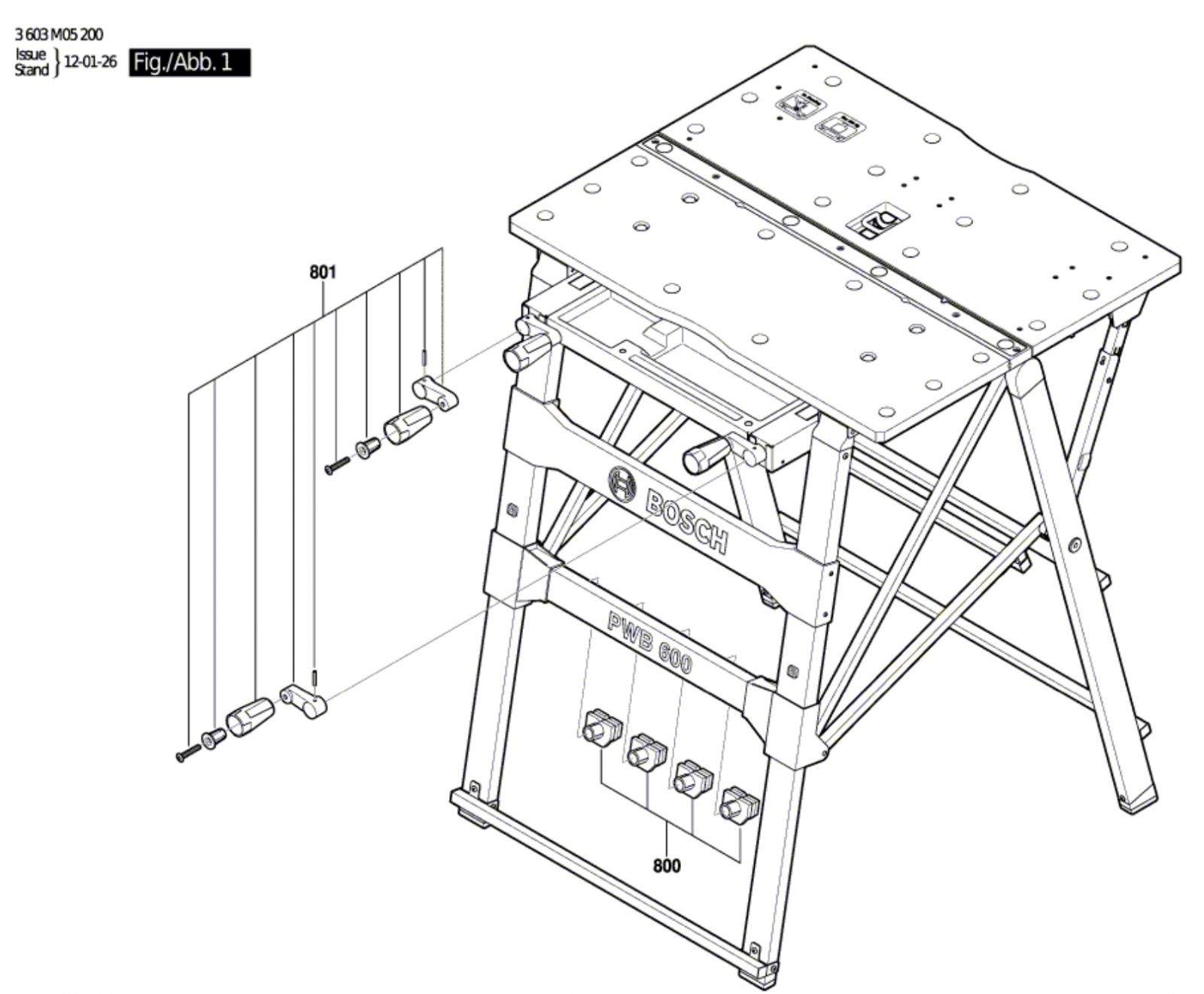 Bosch 3 603 M05 200 Pwb 600 Workbench / Eu Spare Parts SPARE_3603M05200 ...