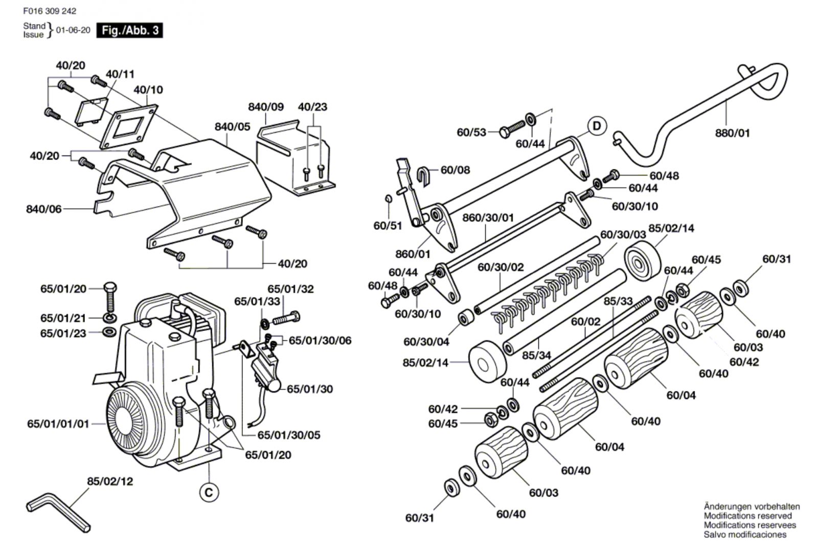 Bosch F 016 309 203 Balmoral 20s Lawnmower / Eu Spare Parts SPARE ...