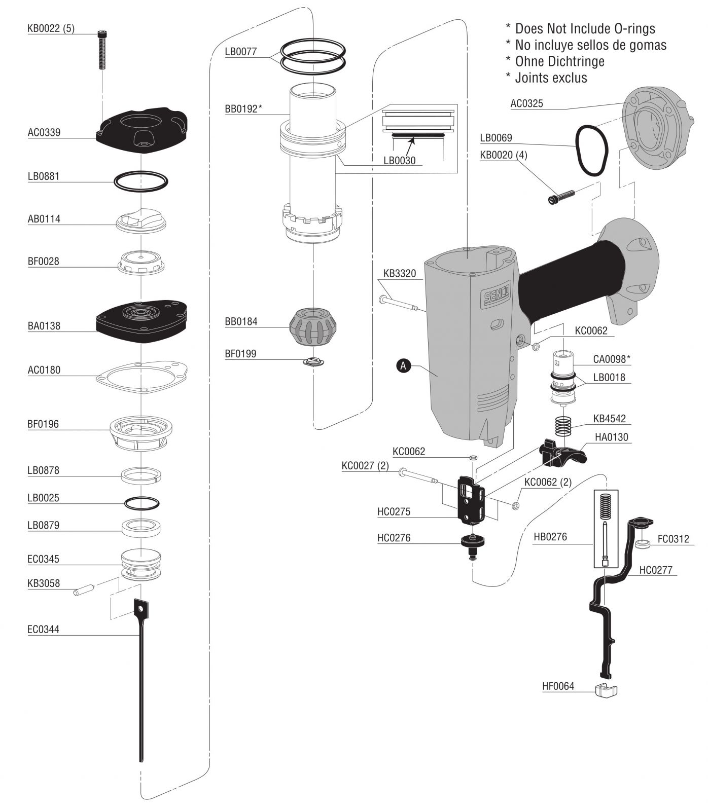 Senco Finish Pro 25 Brad Nailer Spare Parts SPARE_761002N from Spare ...