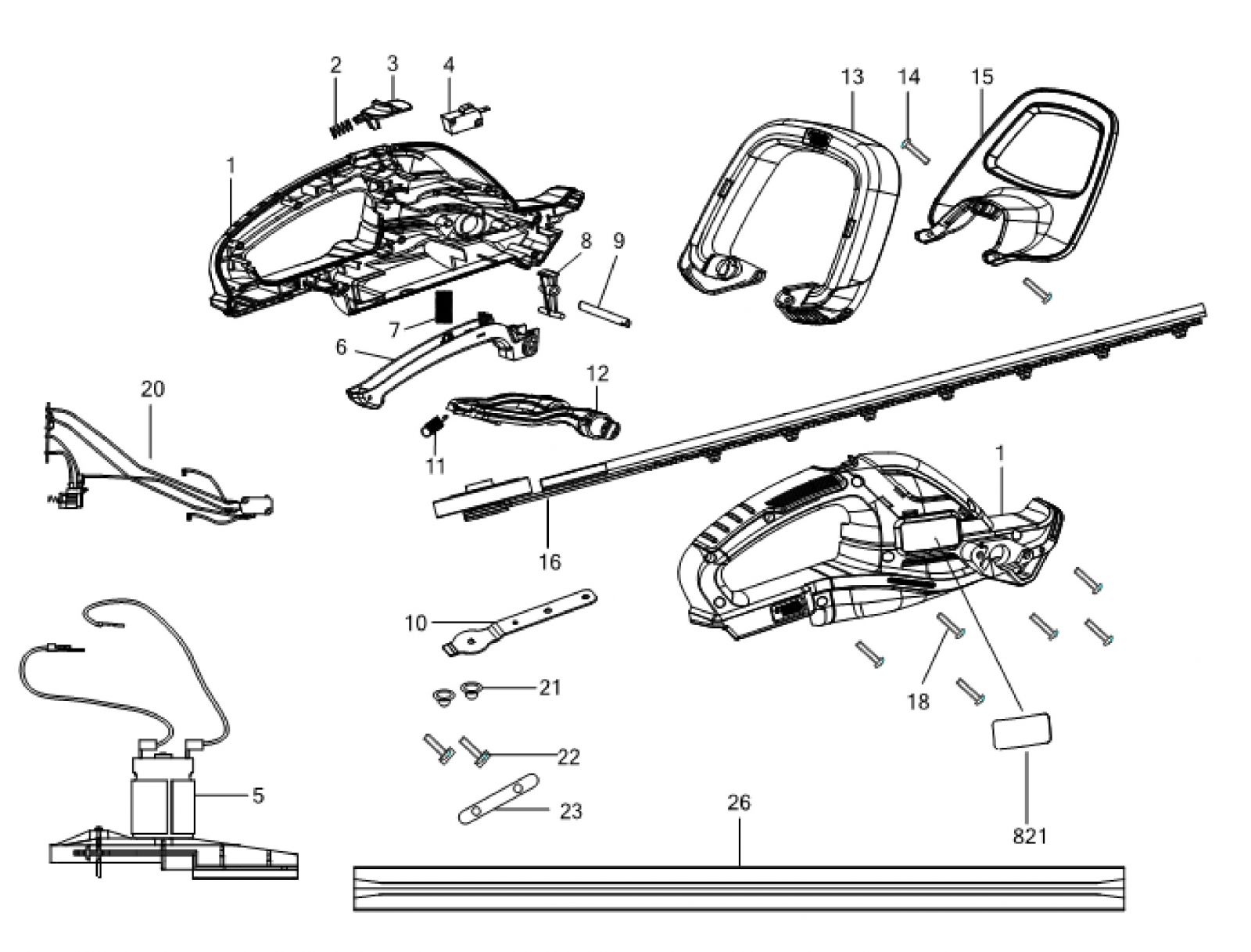 Black & Decker Gtc1845b Type 1 Cordless Hedge Trimmer Spare Parts SPARE ...