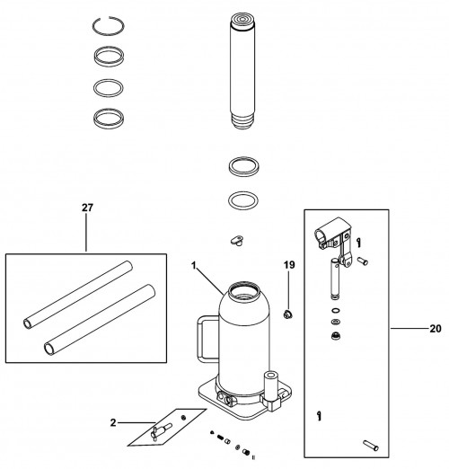 Expert E200151 Type 1 Hydraulic Jack Spare Parts SPARE_E200151/TYPE_1 ...
