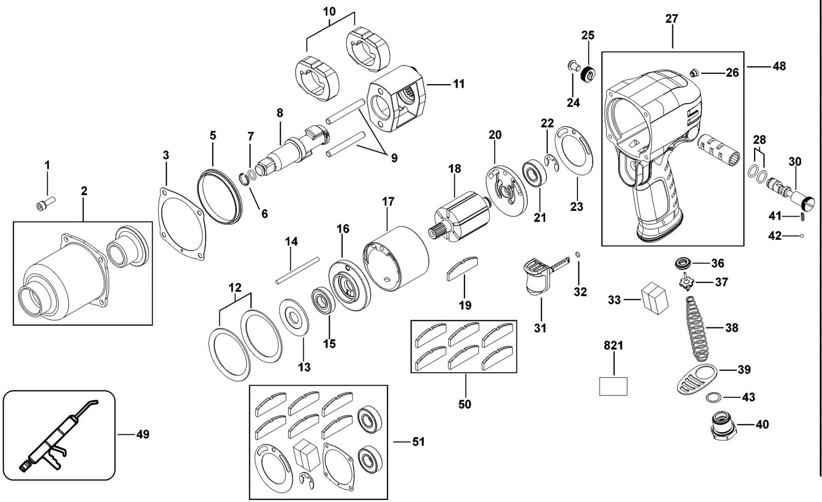 Mac Mpf970501 Type 1 Impact Wrench Spare Parts SPARE_MPF970501/TYPE_1 ...