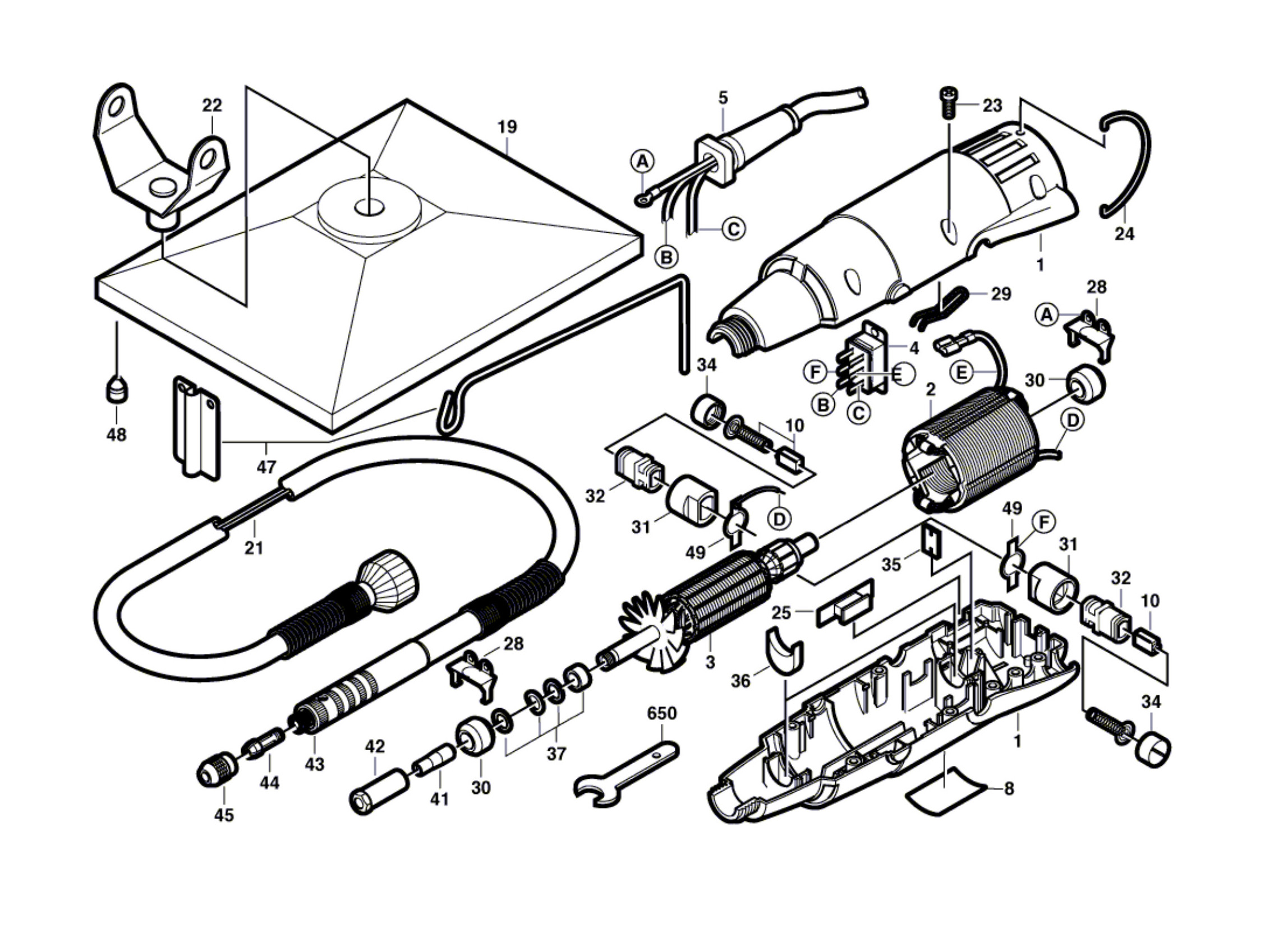 Dremel F 013 023 2ca Moto-flex 232 Hanging Motor Flex Shaft Rotary Tool ...