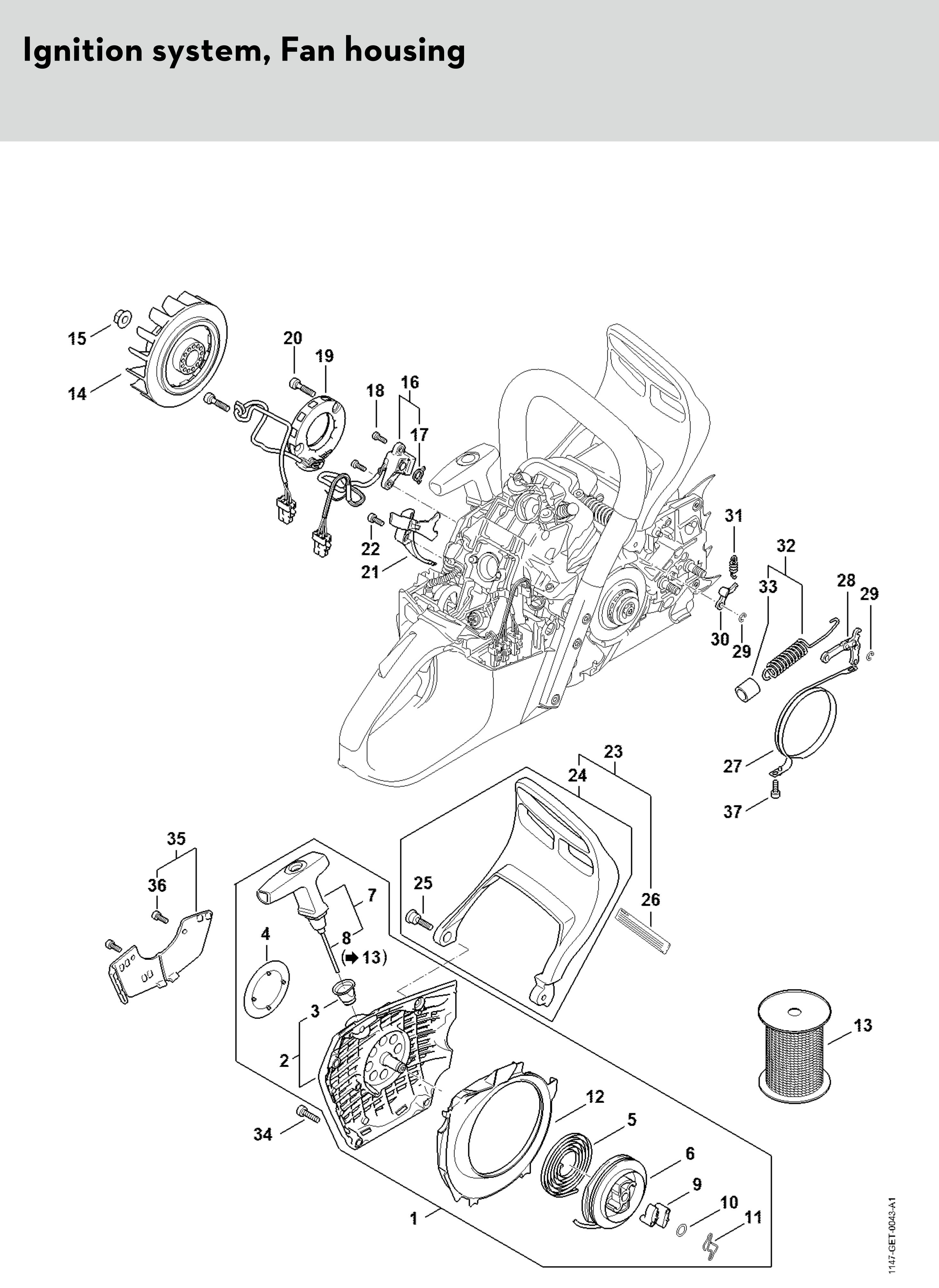 Stihl Ms 500i Gasoline Chainsaw Spare Parts SPARE_MS500i from Spare ...