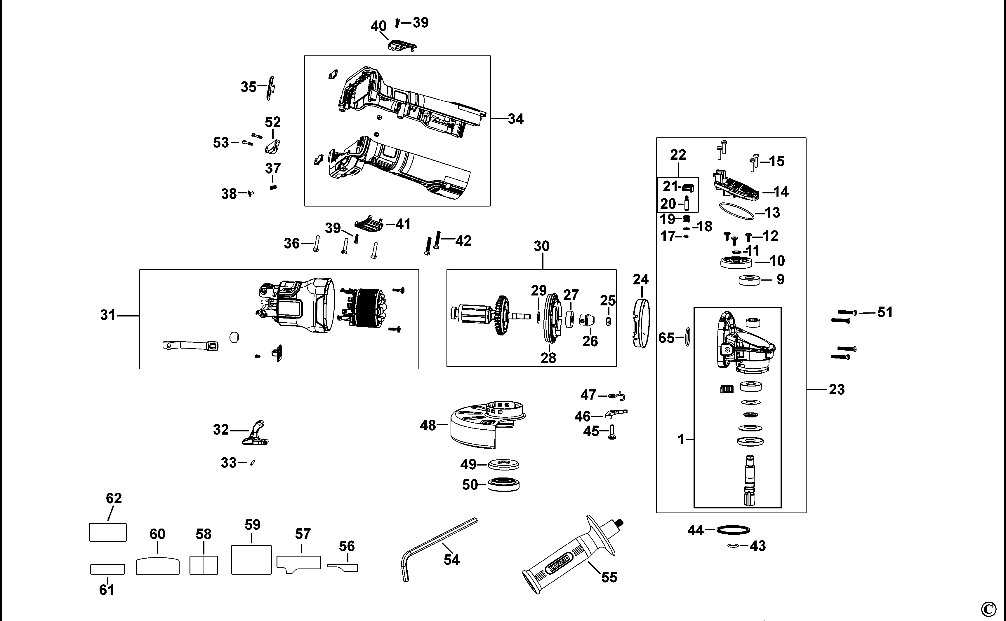 Dewalt Dcg409-gb - Type 1 - 125mm Angle Grinder Spare Parts SPARE ...