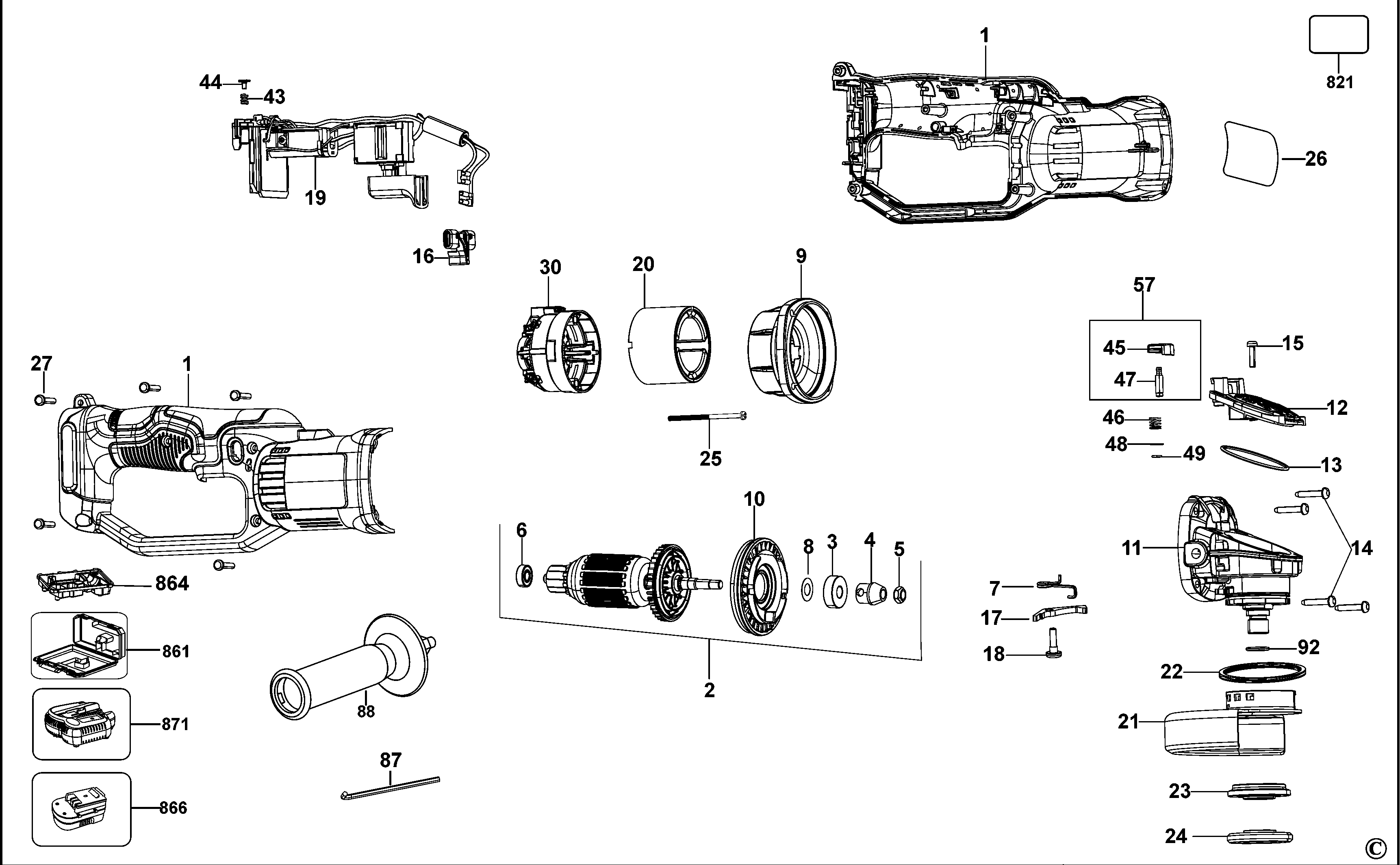 Dewalt Dcg412-xj Angle Grinder Spare Parts Type 11 spare_dcg412-xj/type ...