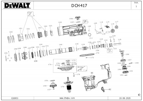 Dewalt Dch417-gb Hammer Drill Spare Parts SPARE_DCH417-GB/TYPE_1 from ...