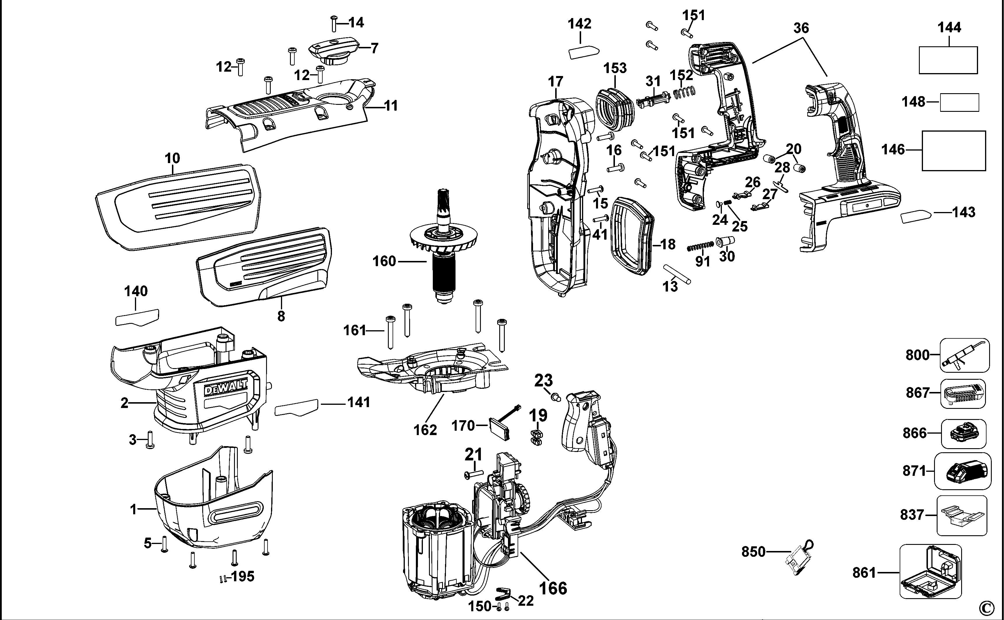 Dewalt Dch775n-xj Rotary Hammer Spare Parts SPARE_DCH775N-XJ/TYPE_1 ...