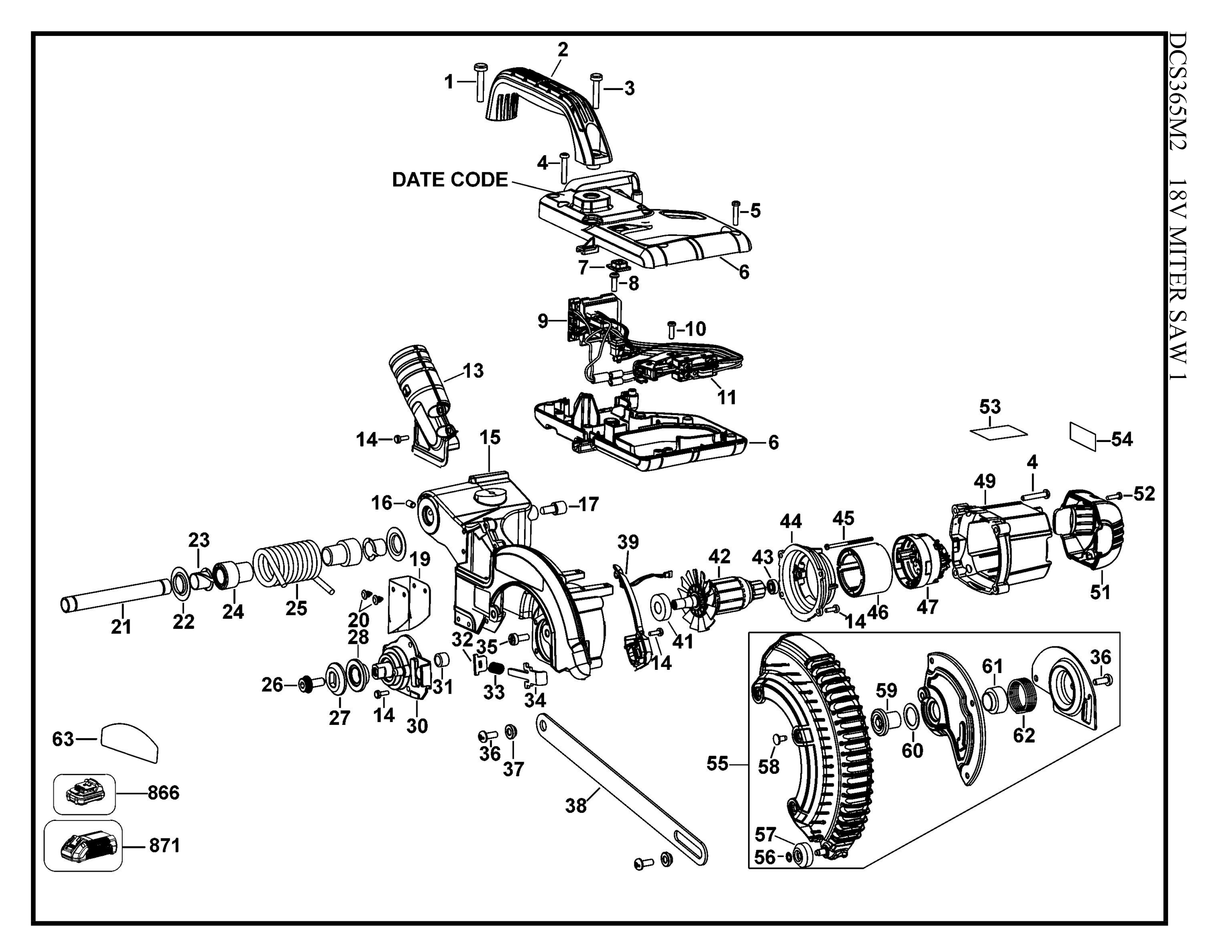 Dewalt Dcs365m2-gb 18v Mitre Saw Spare Parts spare_dcs36m2-gb/type_1 ...