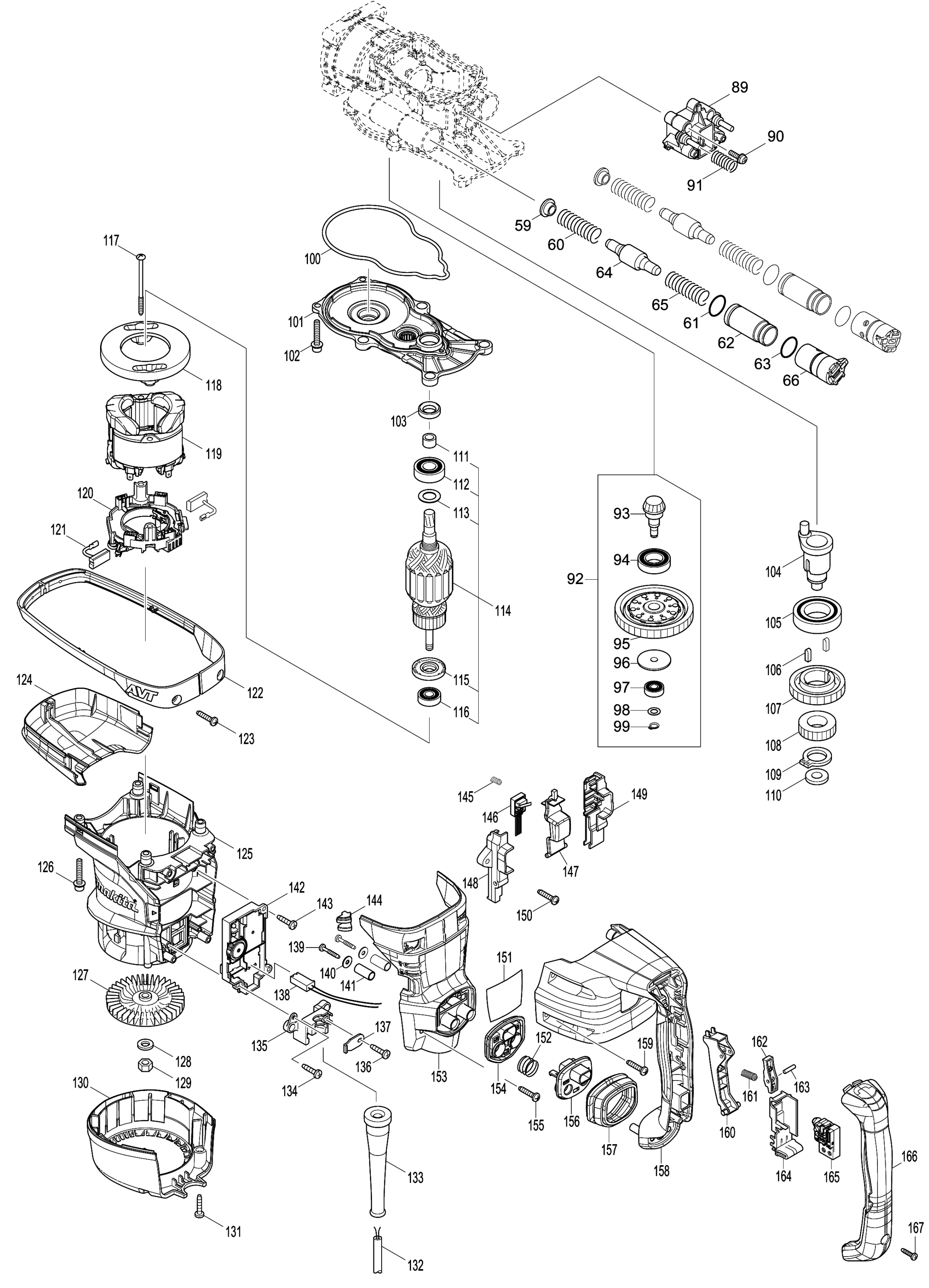 Makita Hr5212c Rotary Hammer 52mm Spare Parts SPARE_HR5212C from Spare ...