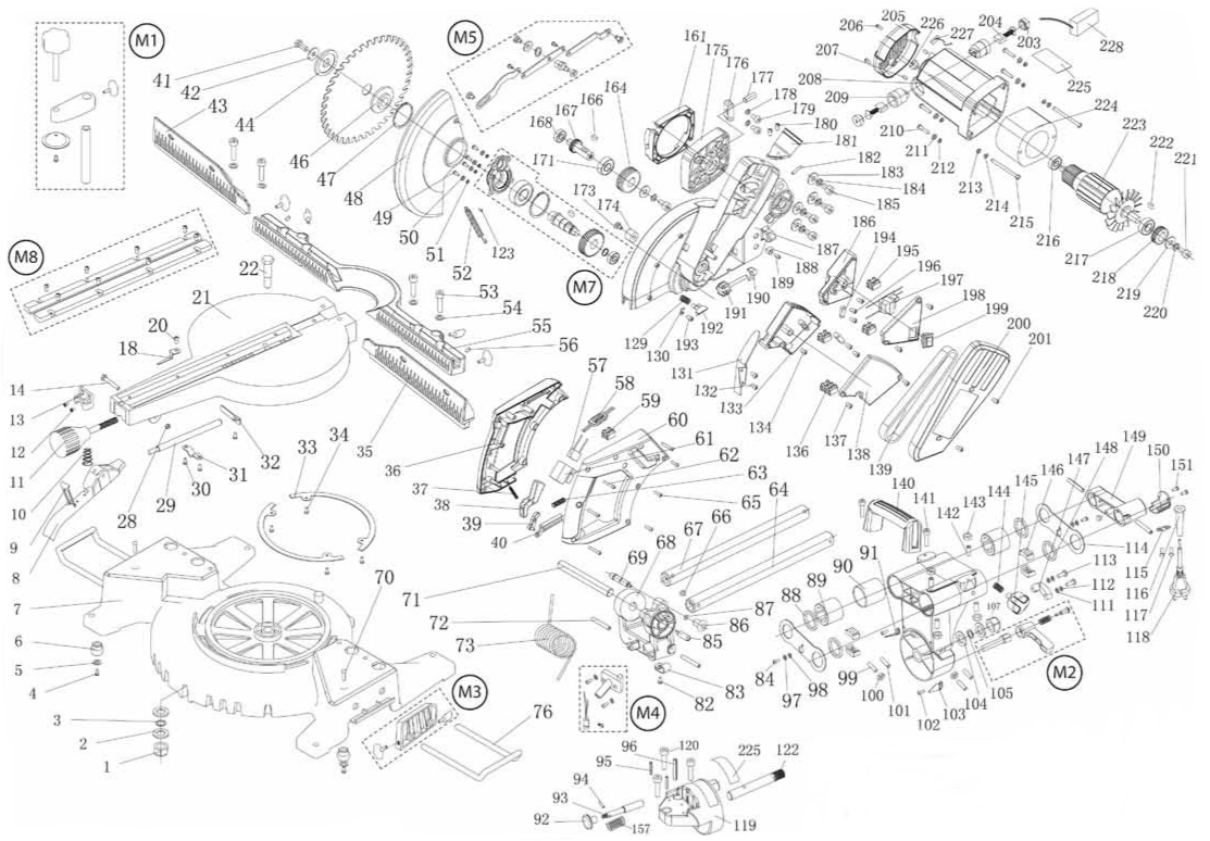 Evolution Saw Parts Diagram Spare Mitre Sliding Spares