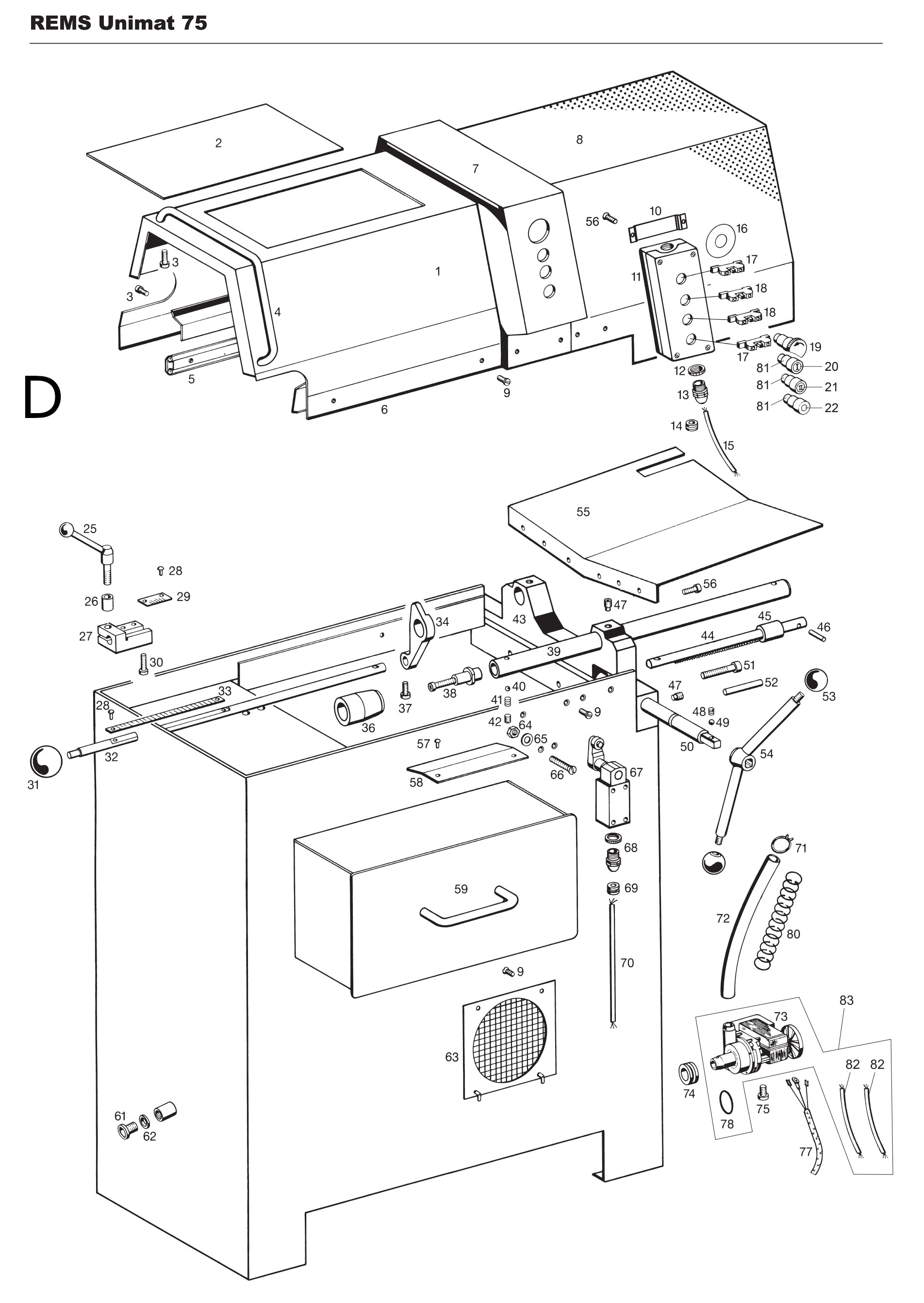 Rems Unimat 75 Electric Threading Machine Spare Parts SPARE_Unimat_75 ...