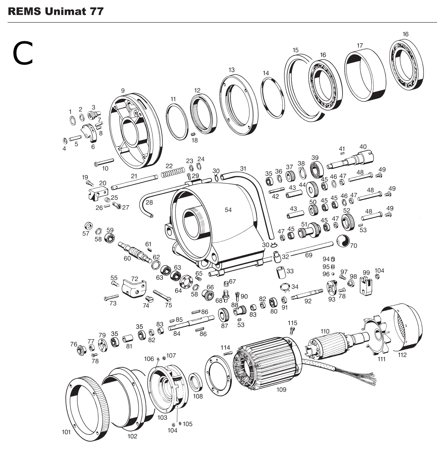 Rems Unimat 77 Electric Threading Machine Spare Parts SPARE_Unimat_77 ...